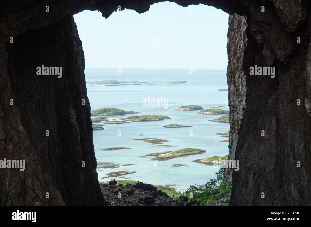 View from the big hole through Torghatten rock, the Atlantic side ...