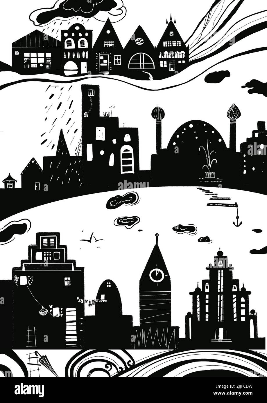 Illustration abstract city isolated on white background Stock Photo - Alamy