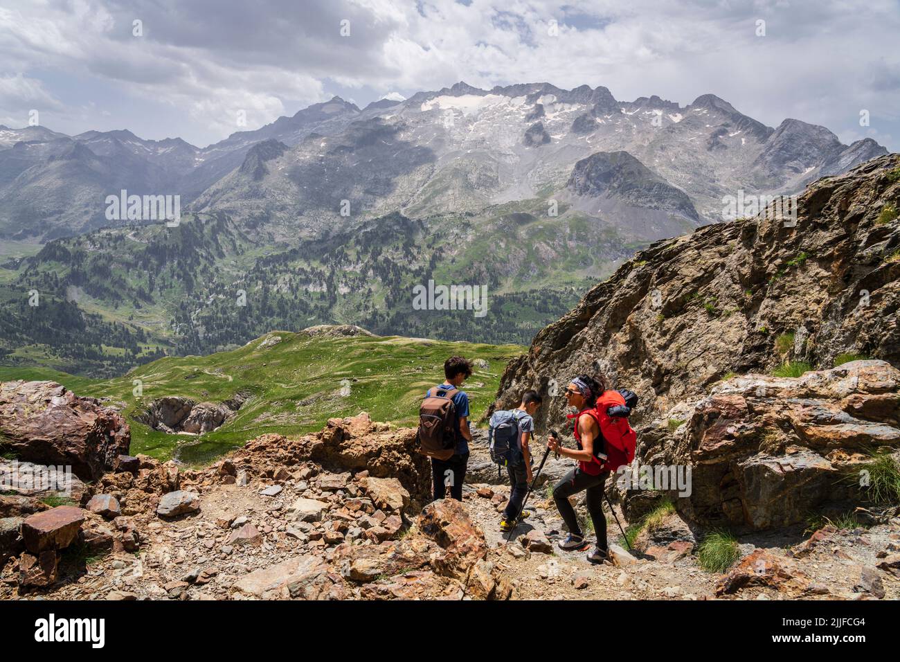descending from the Port de Venasque towards the Spanish slope with the ...