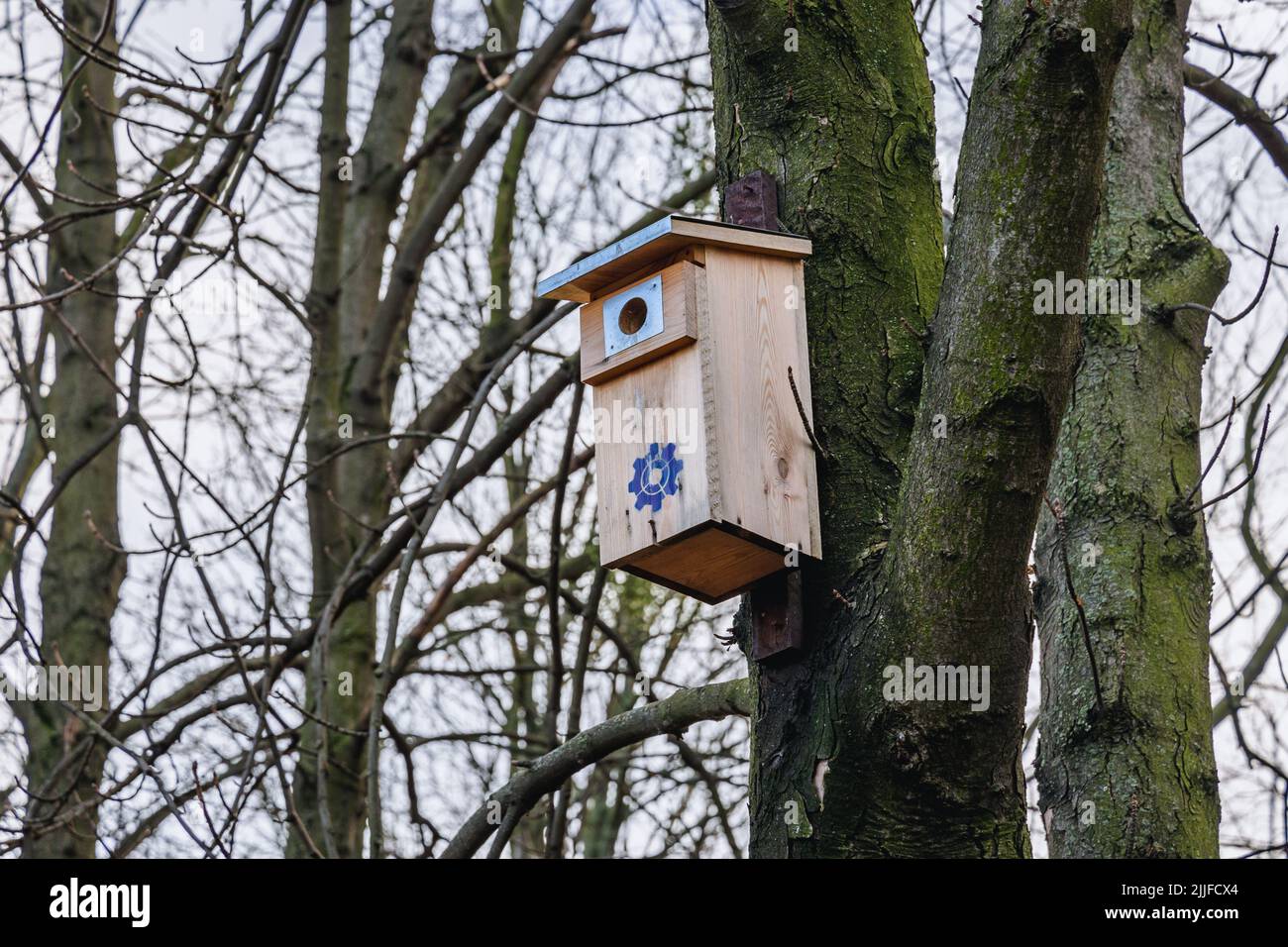 Birds house in Szczesliwicki Park in Warsaw, capital of Poland Stock ...