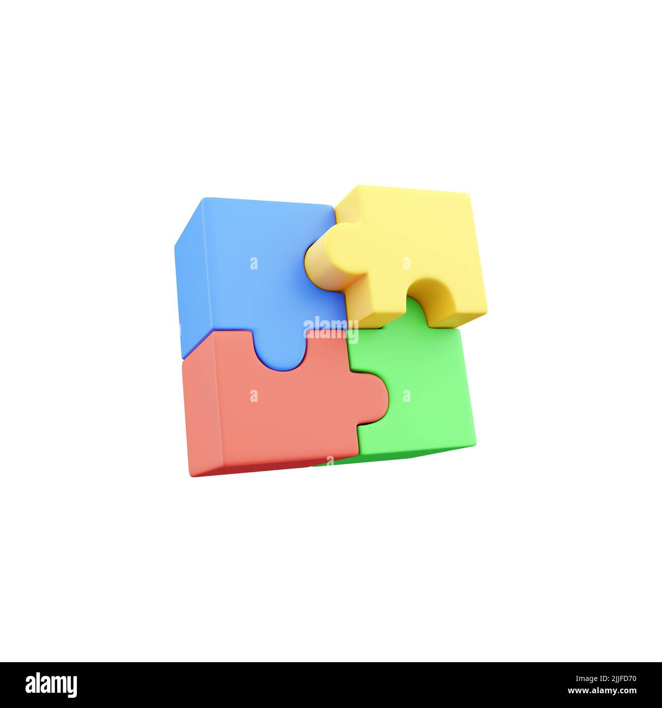 3d render puzzle icon, four color puzzle piece, isolated background, 3d ...