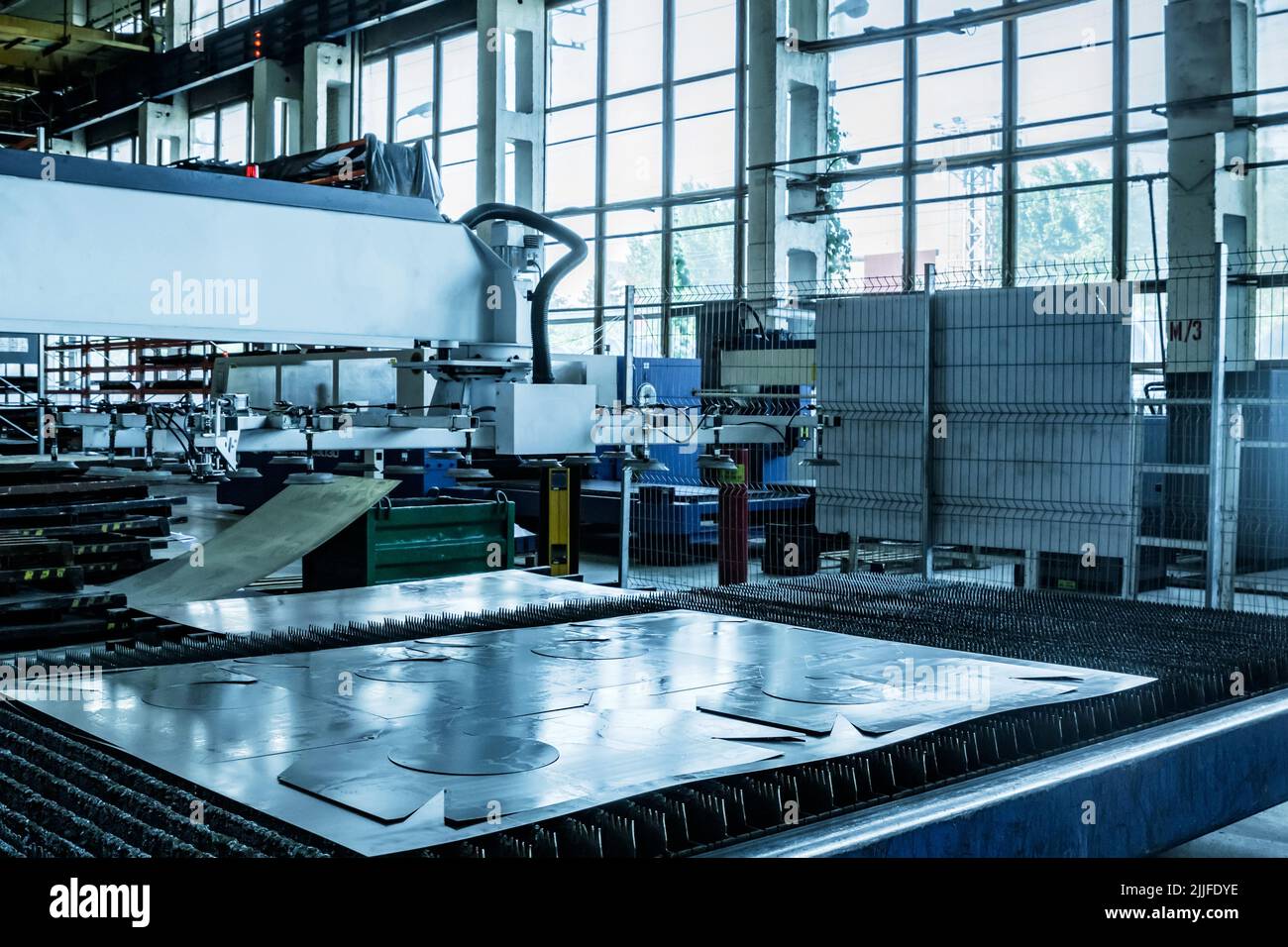 Assembly room at big industrial plant manufacturing tractors and ...