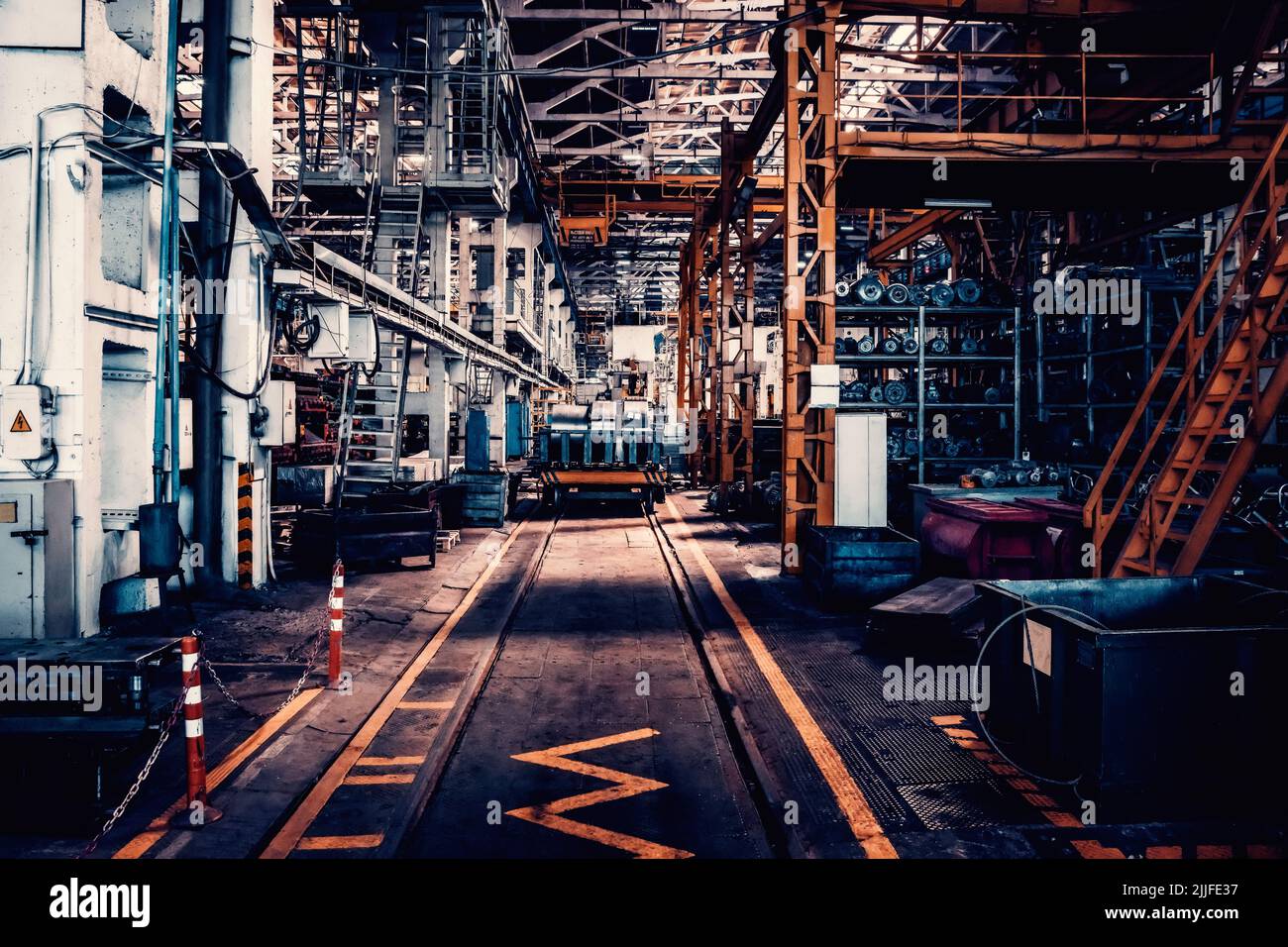 Assembly room at big industrial plant manufacturing tractors and ...