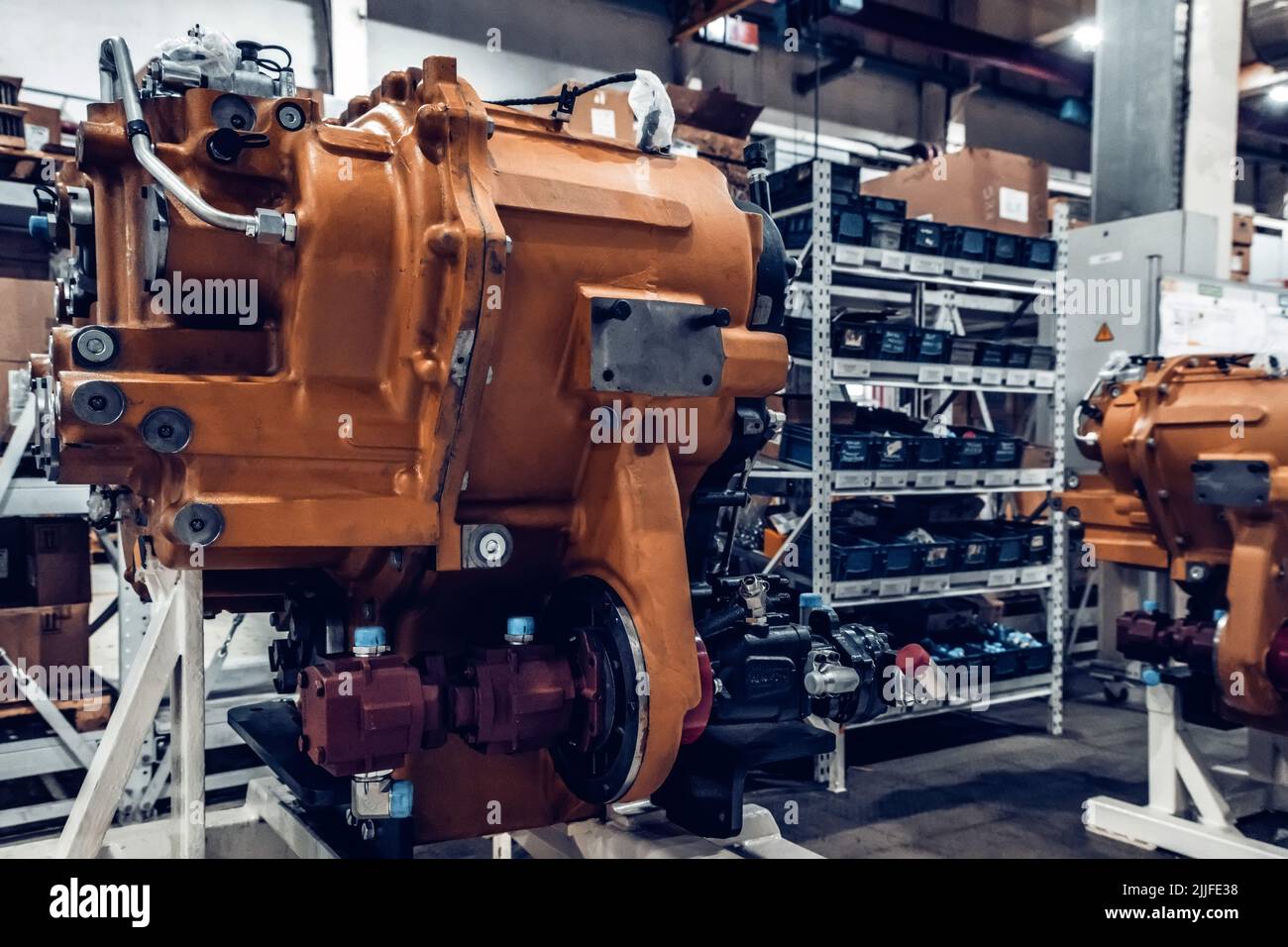 Assembly room at big industrial plant manufacturing tractors and ...