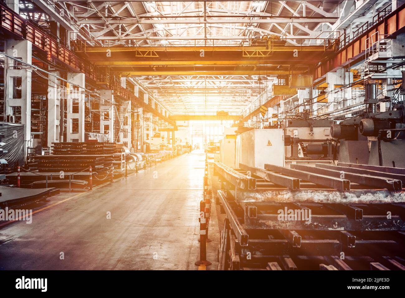 Assembly room at big industrial plant manufacturing tractors and ...