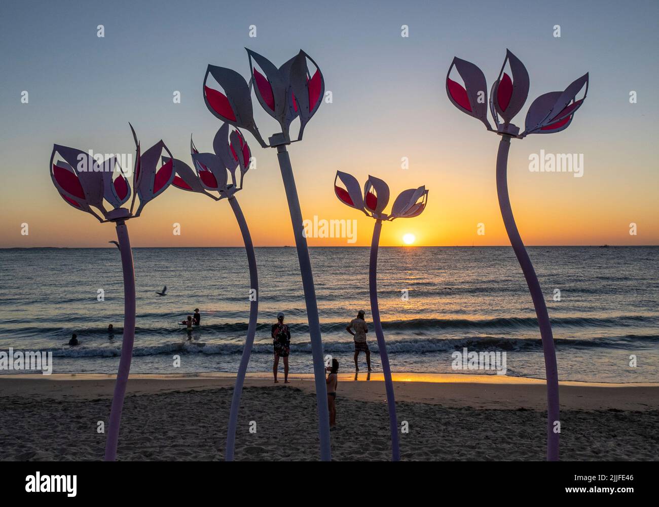 Sculpture At Bathers 2022 at sunset sculpture Wind Dancers by sculptor ...