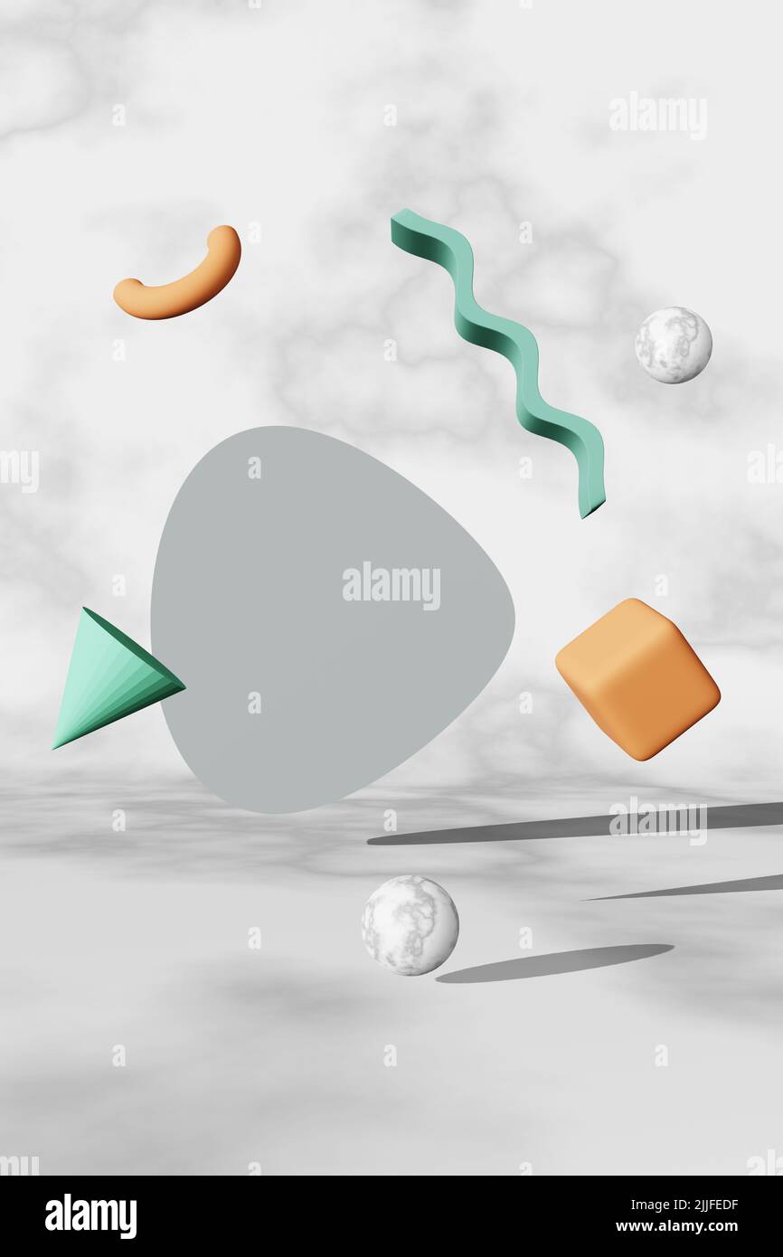 Marble sphere gray cilynder terracotta cube turquoise wave cone zero ...