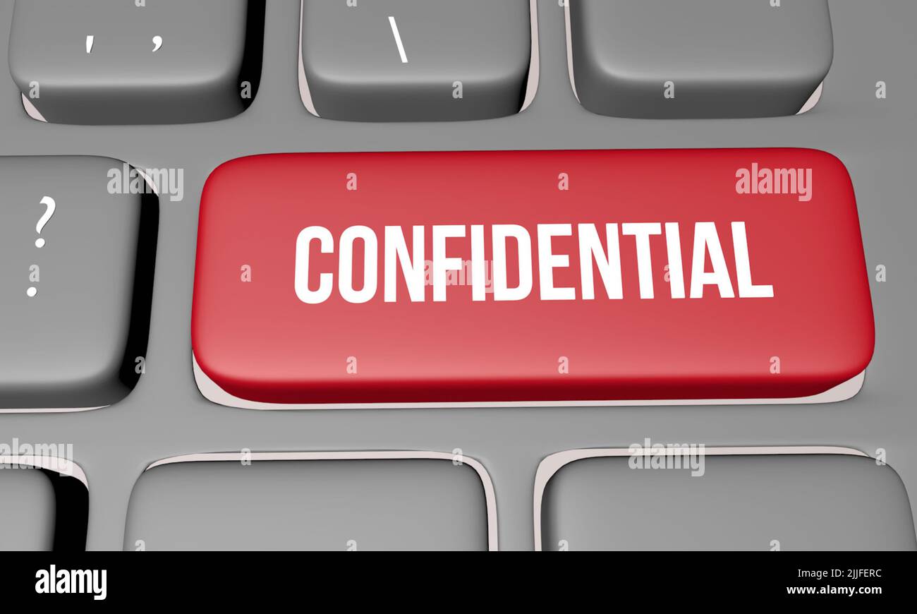 3d render illustration of confidential keyboard key Stock Photo - Alamy