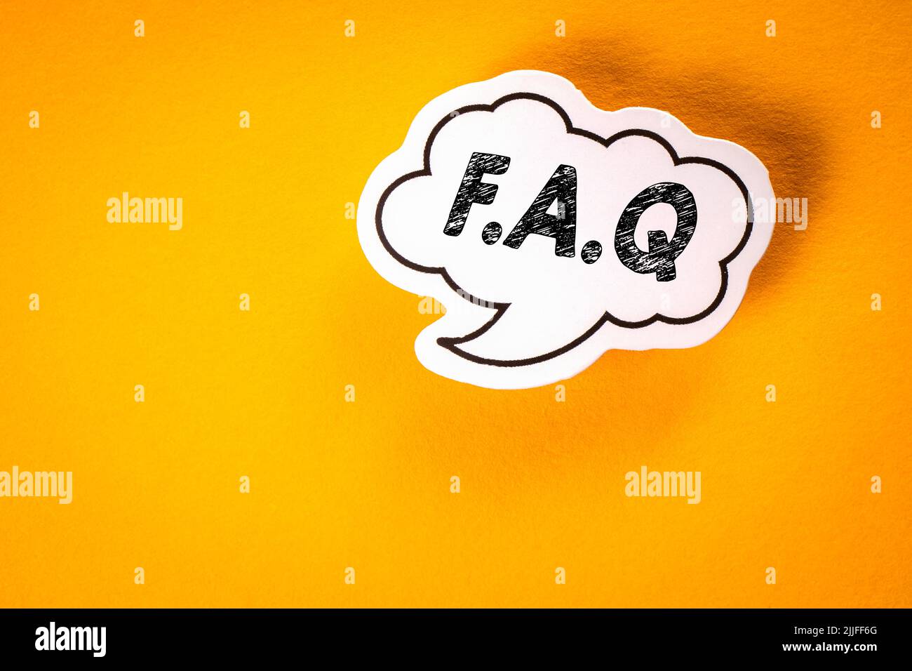 FAQ Frequently Asked Questions Concept. Speech bubble on yellow ...