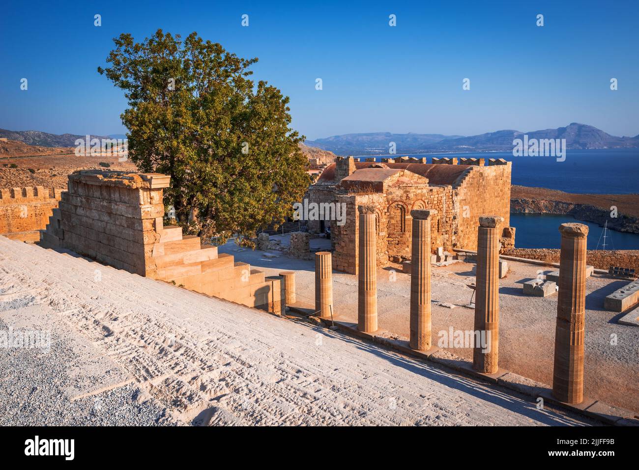 Rhodes, Greece. Acropolis of Lindos, Ancient Greek civilization in ...