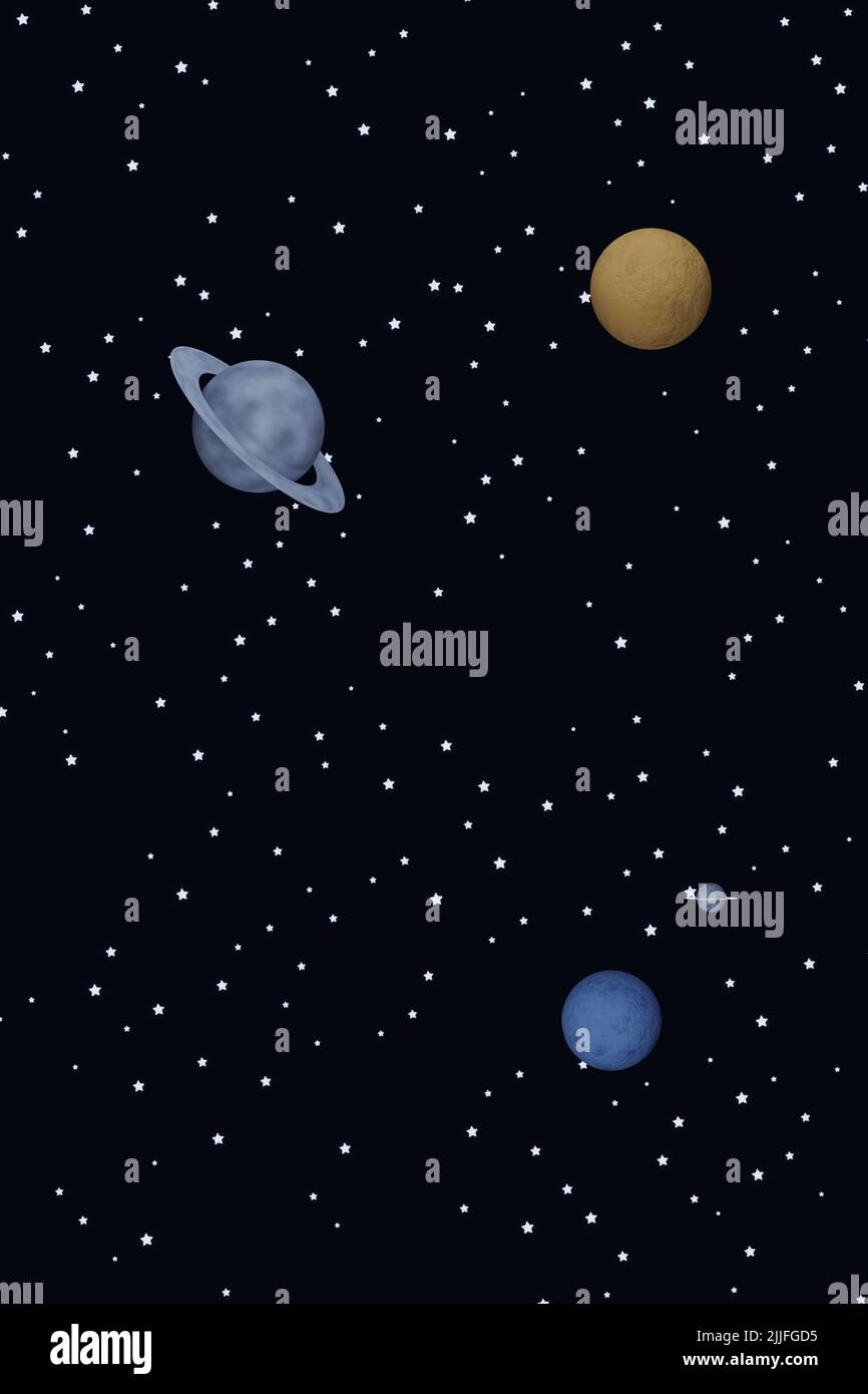 cosmic theme 3d render with glowing stars and planet Stock Photo - Alamy