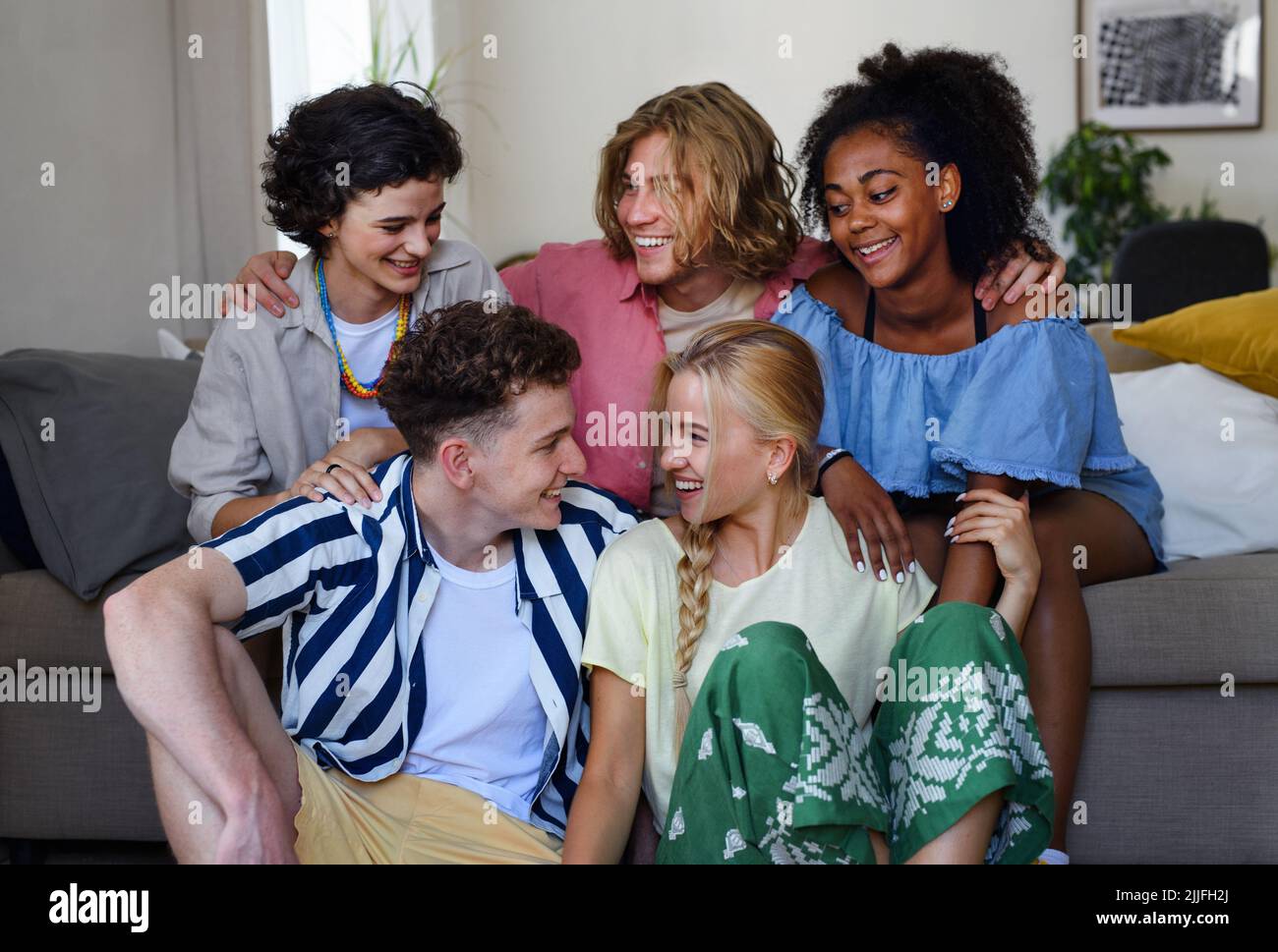 Portrait of diverse group of friends with mixed races having fun ...