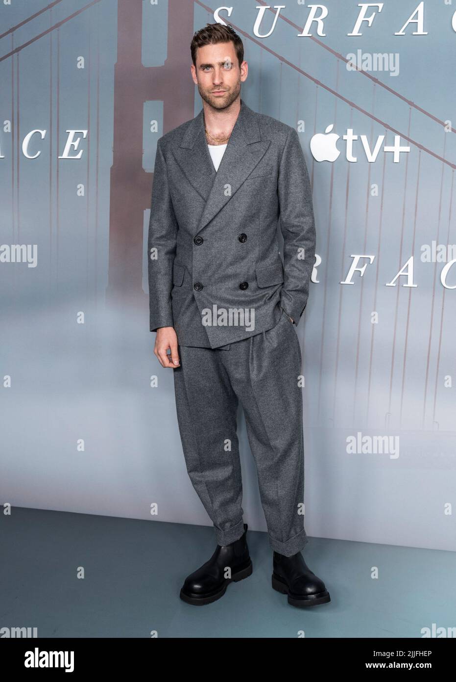 New York, NY - July 25, 2022: Oliver Jackson-Cohen wearing suit by ...