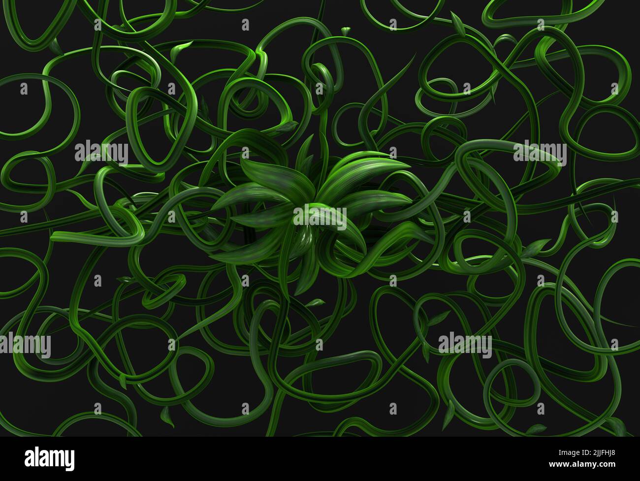 Plant vines green growing twisting ornate gray, 3d illustration ...