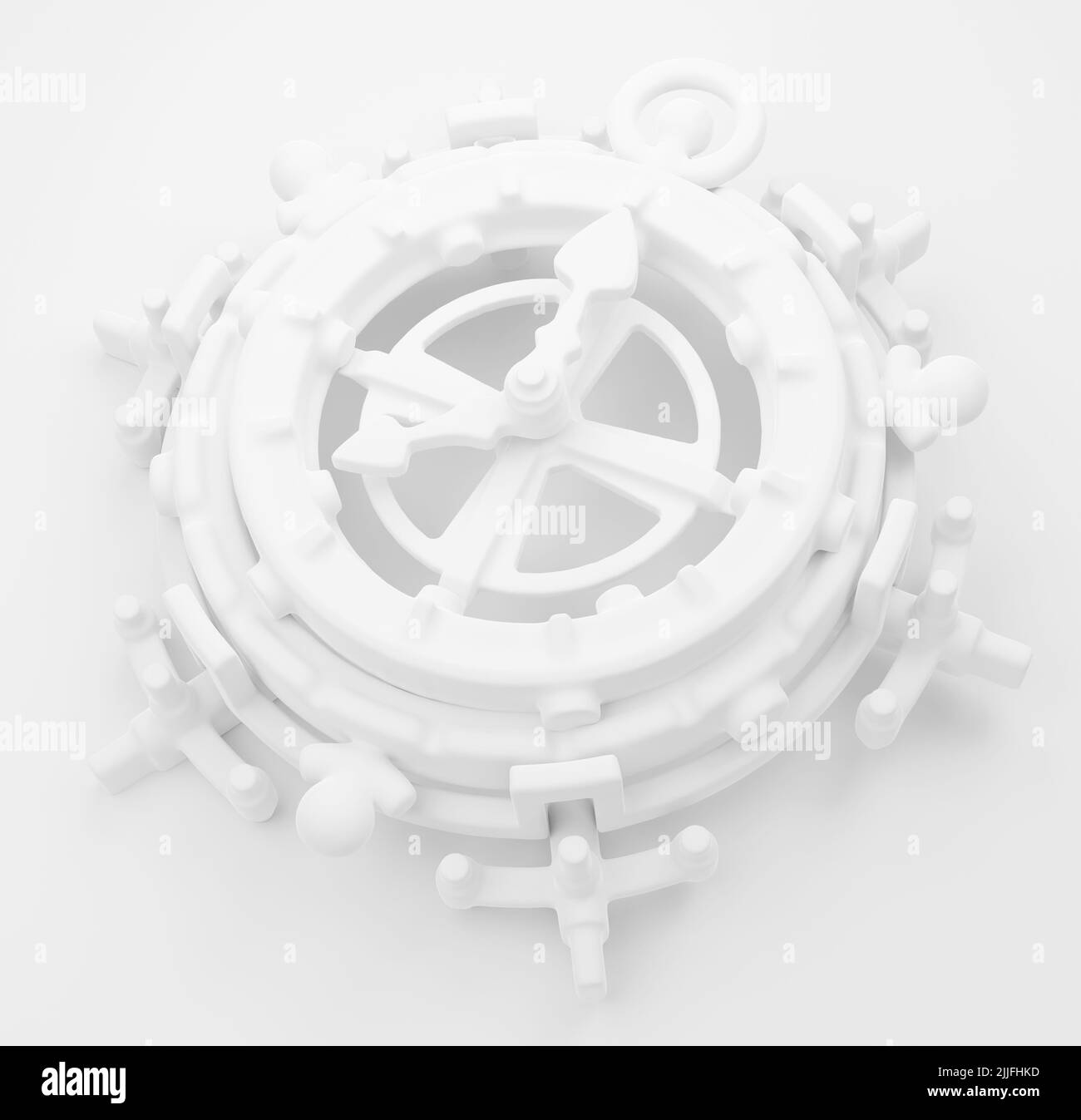 Clock ring mechanism white on surface 3d illustration abstract ...