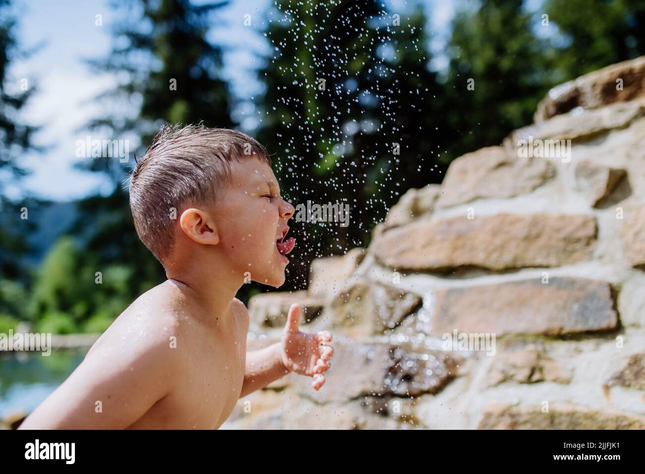 Boy swimming pond hi-res stock photography and images - Alamy