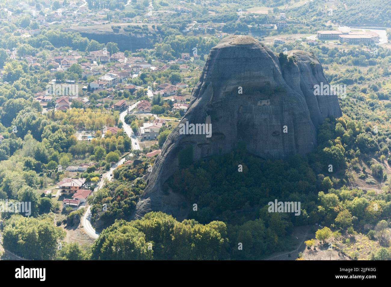 The huge rock pillars formation of Meteora over the Kastraki town ...