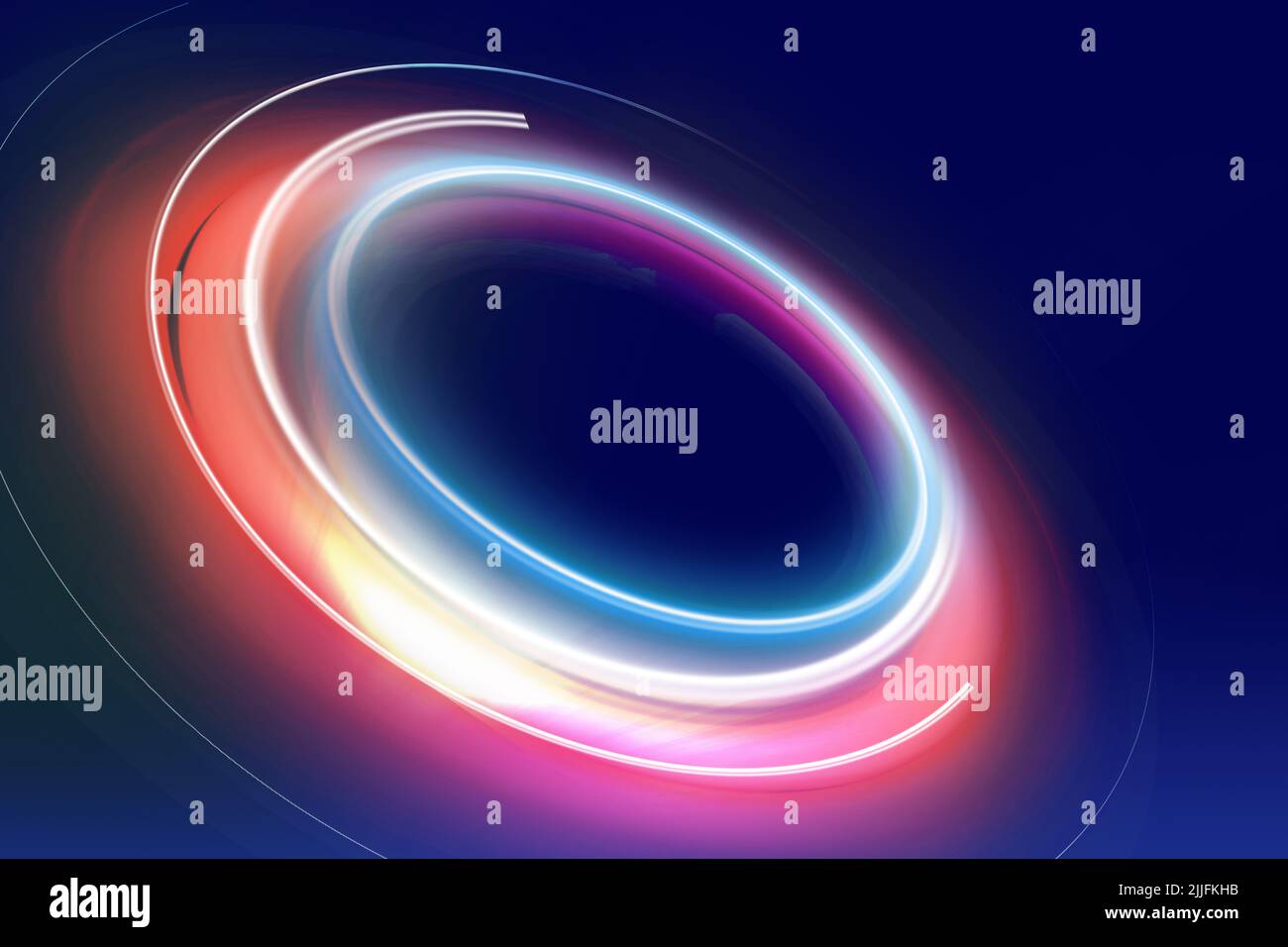 Colorful growing light wave effect in depth, abstract technology ...