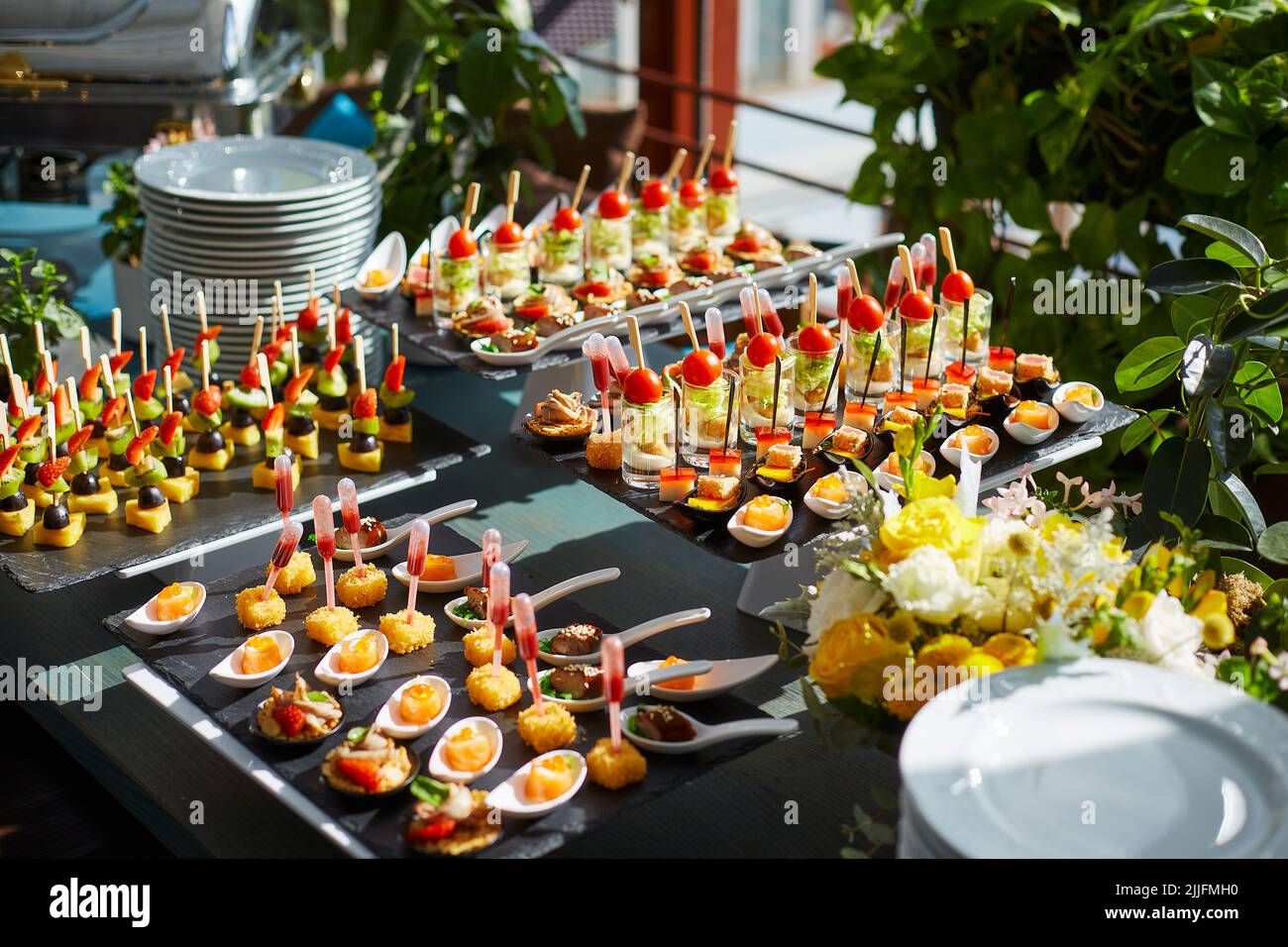 festive delicious buffet, snacks, catering, a wide variety of food ...