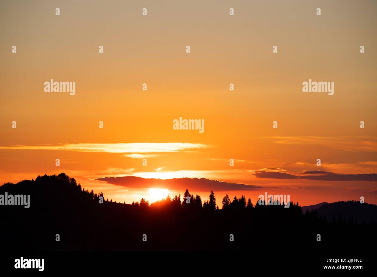 Hot sunset in the summer. Heatwave, climate change, global warming ...