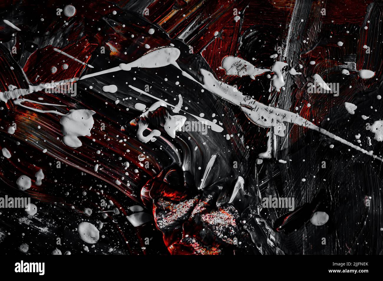 Volcano Abstract background. red lava and black basalt Thick paint ...