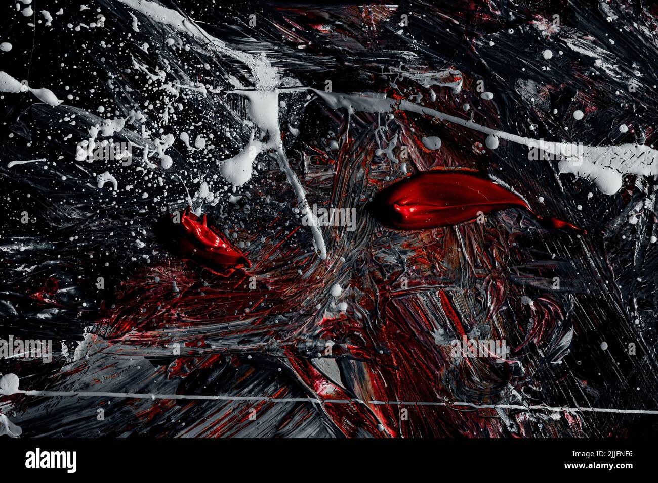 Volcano Abstract background. red lava and black basalt Thick paint ...