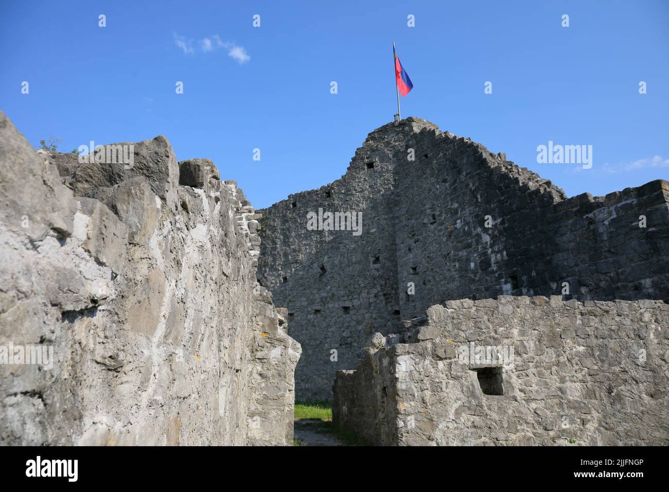 The Obere Burg castle ruins in Schellenberg, Liechtenstein Stock Photo ...