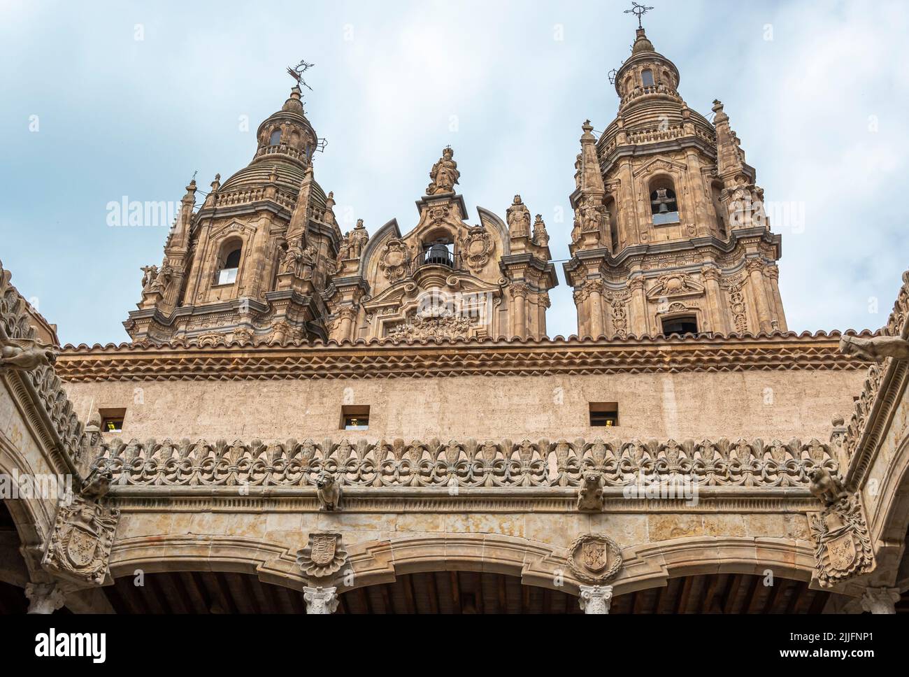 A low-angel view of the Gothic-style courtyard of the house of shells ...