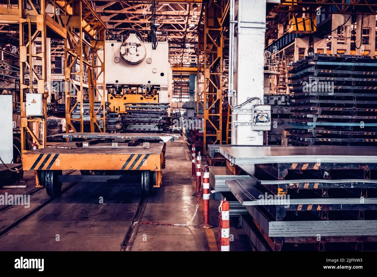 Assembly room at big industrial plant manufacturing tractors and ...