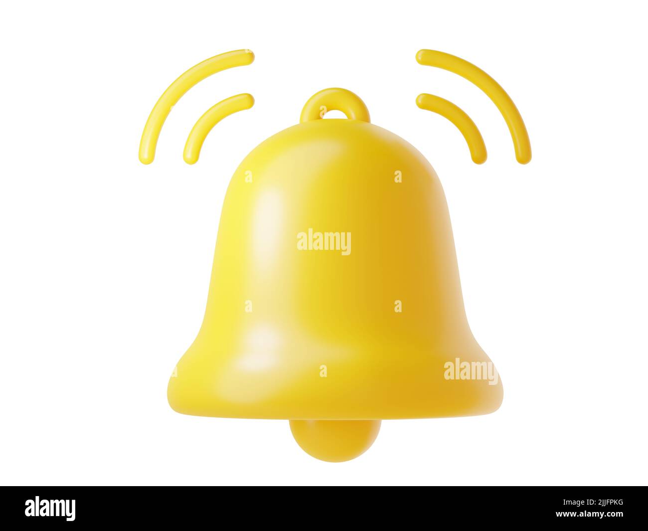 Notification bell icon 3d render - cute cartoon illustration of simple ...