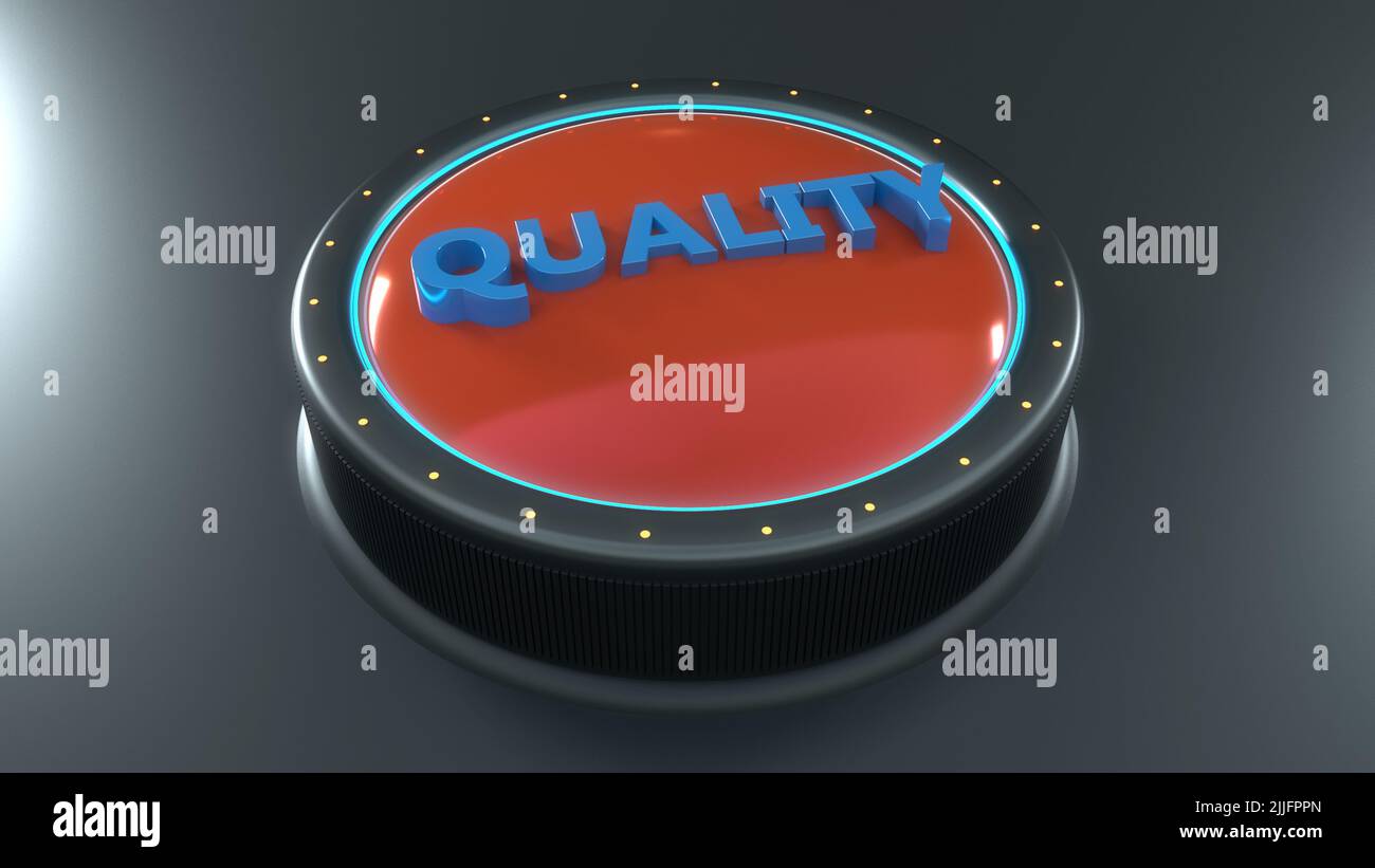 3d render. Quality control and sign Stock Photo - Alamy