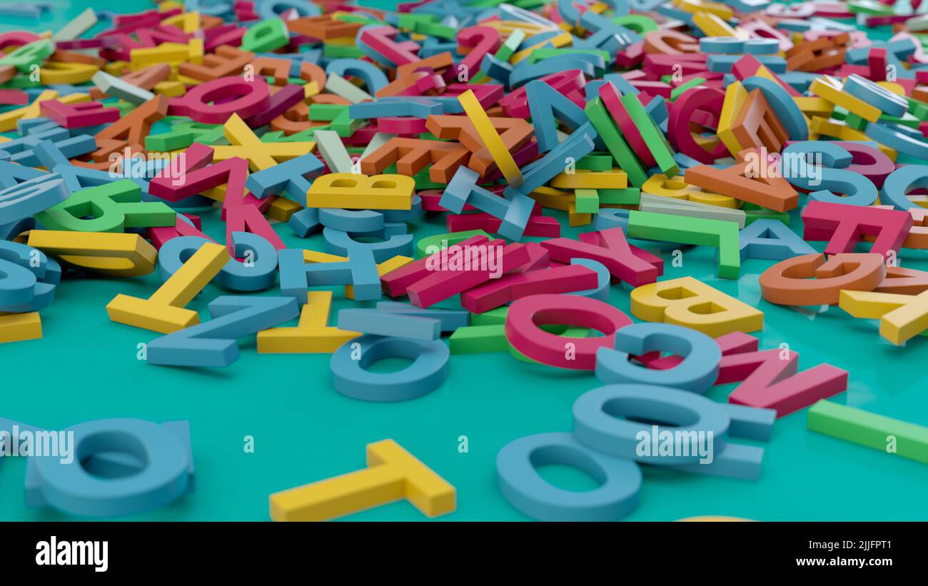 3d letters falling. 3D render Stock Photo - Alamy