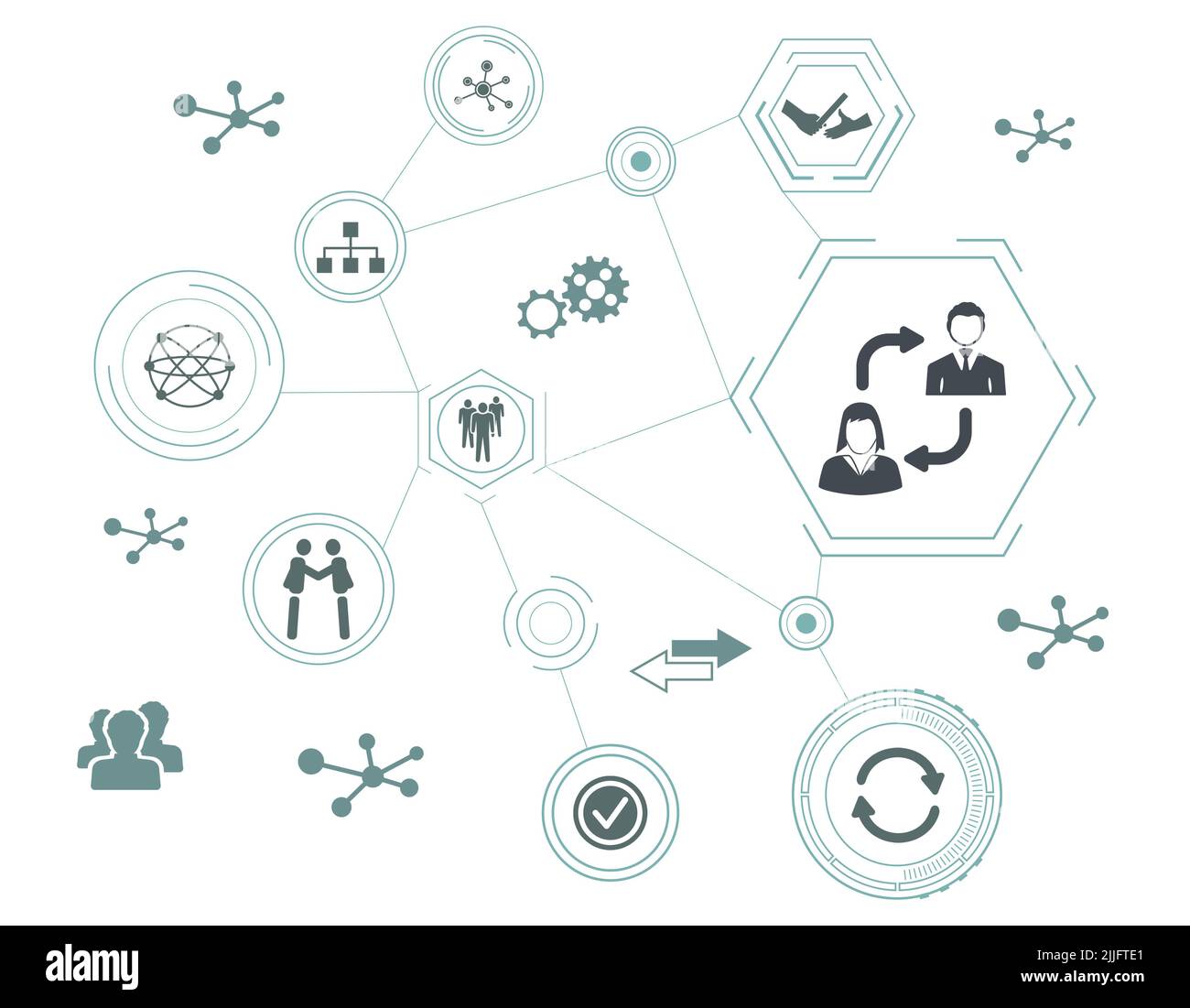 Concept of business transition with connected icons Stock Photo - Alamy