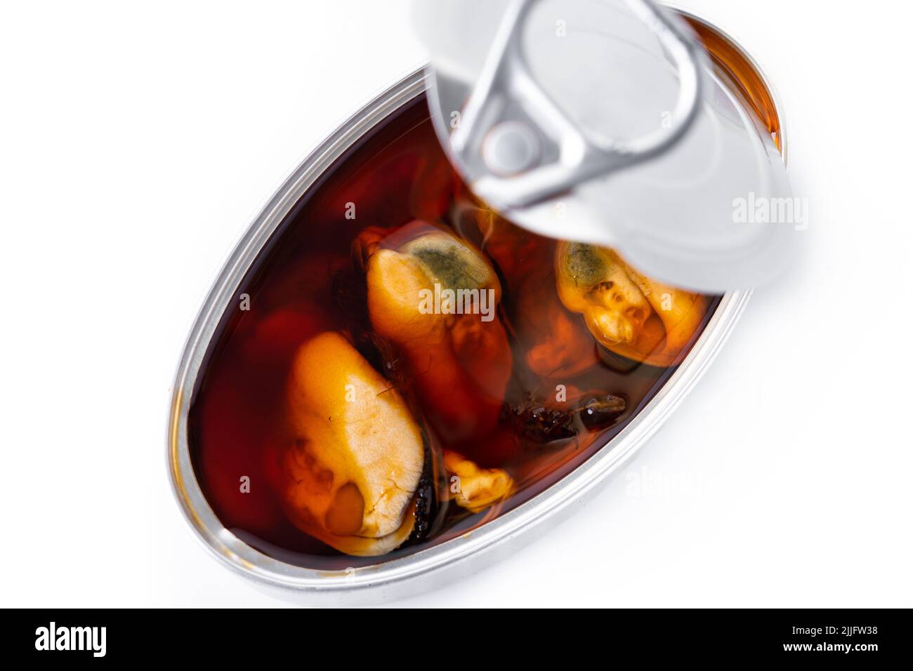 Can of mussels isolated on white background Stock Photo - Alamy