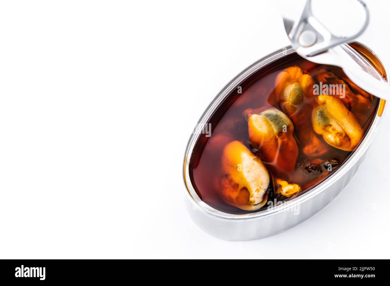 Can of mussels isolated on white background Stock Photo - Alamy