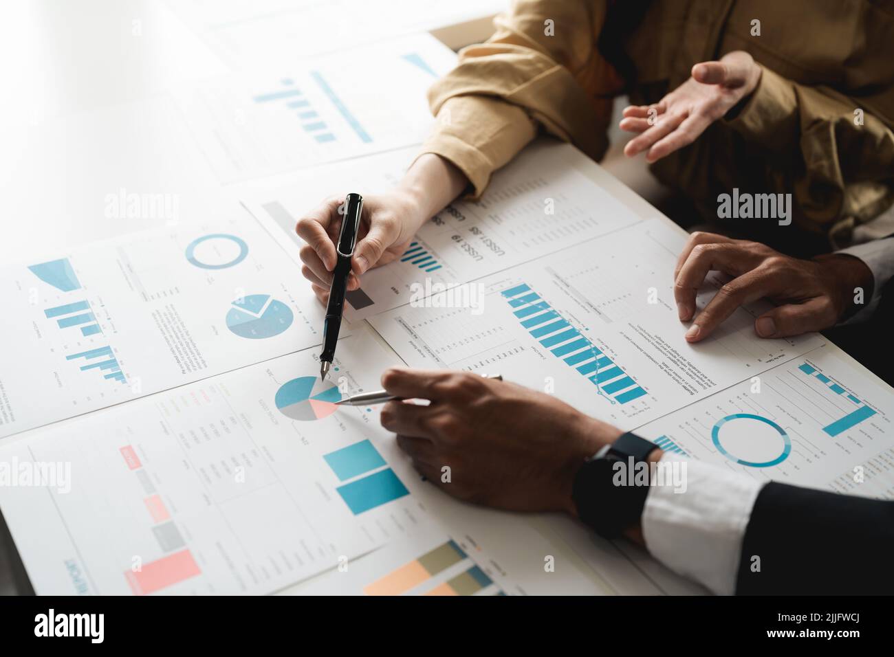 Business People Meeting to discuss and brainstorming the financial ...