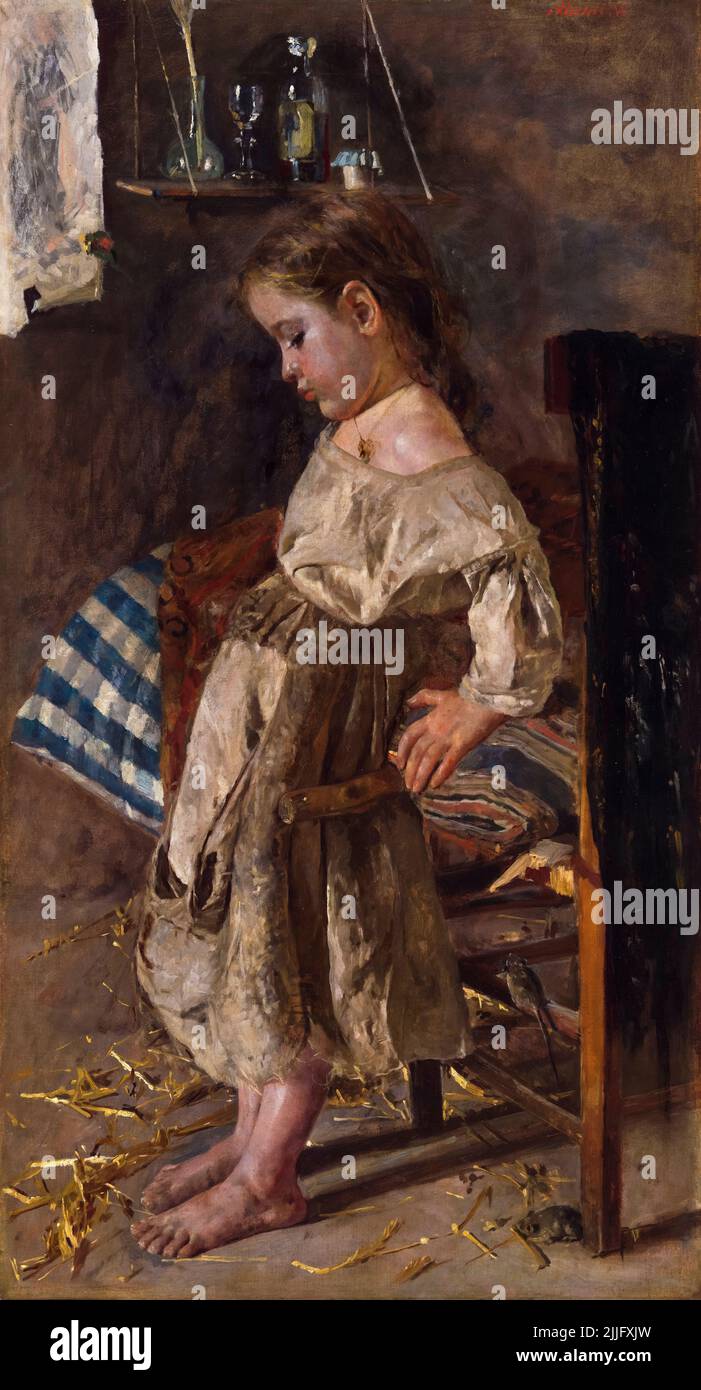 Antonio Mancini, The Poor Child, painting in oil on canvas, 1880-1897 ...