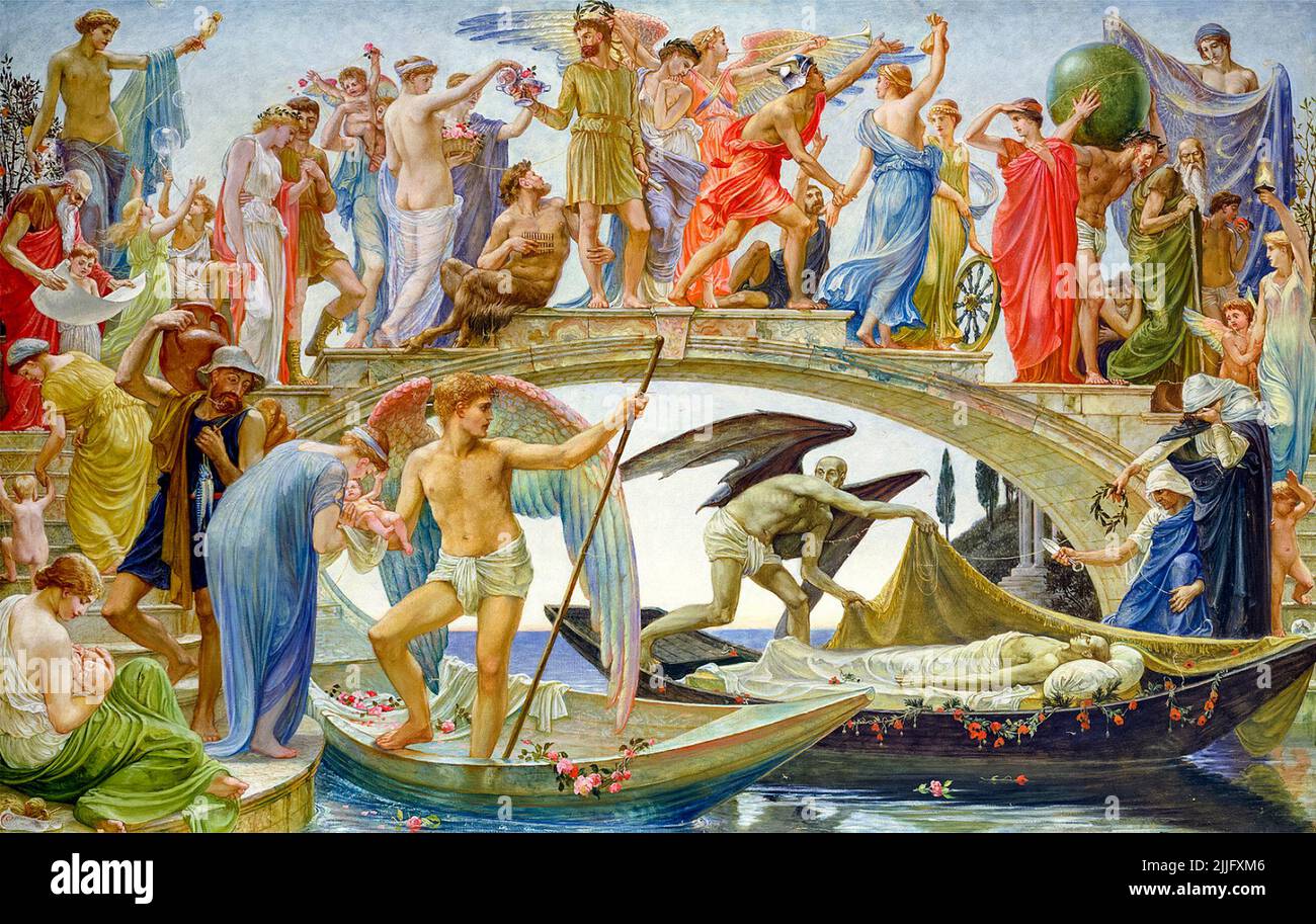 Walter Crane painting, The Bridge of Life, oil on canvas, 1882 Stock ...