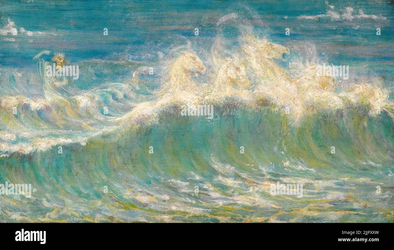 Walter Crane, Neptunes Horses, painting in oil on canvas, 1893 Stock ...