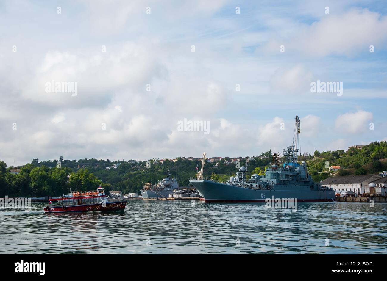 Sevastopol, Crimea - June 26, 2015: Large landing ship of the Black Sea ...