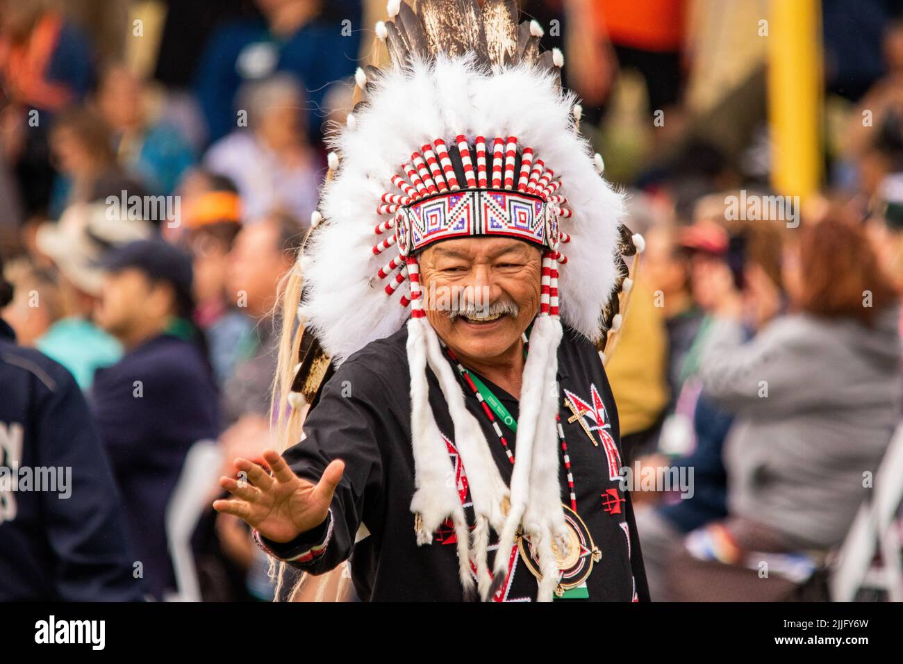 Maskwa Park, Canada. 25th July, 2022. Chief George Arcand Jr, greet ...