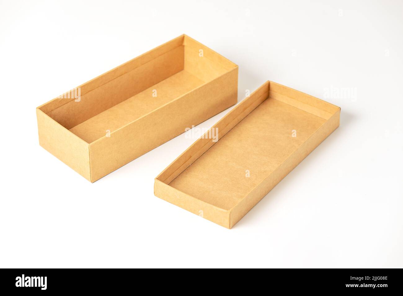 Cardboard gift or package box and lid isolated on a white background ...