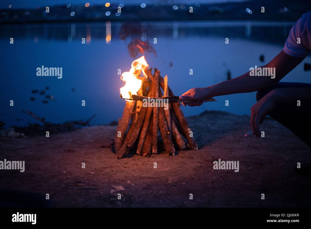 The fire is burning in nature Stock Photo - Alamy