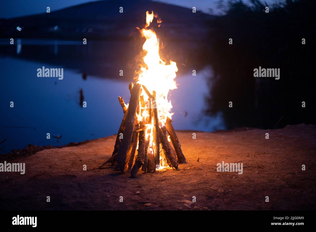 The fire is burning in nature Stock Photo - Alamy