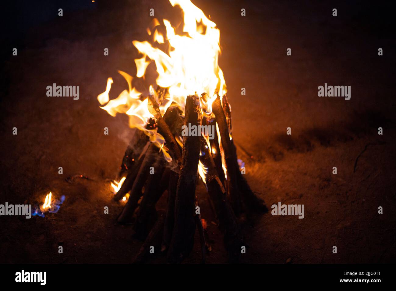 The fire is burning in nature Stock Photo - Alamy