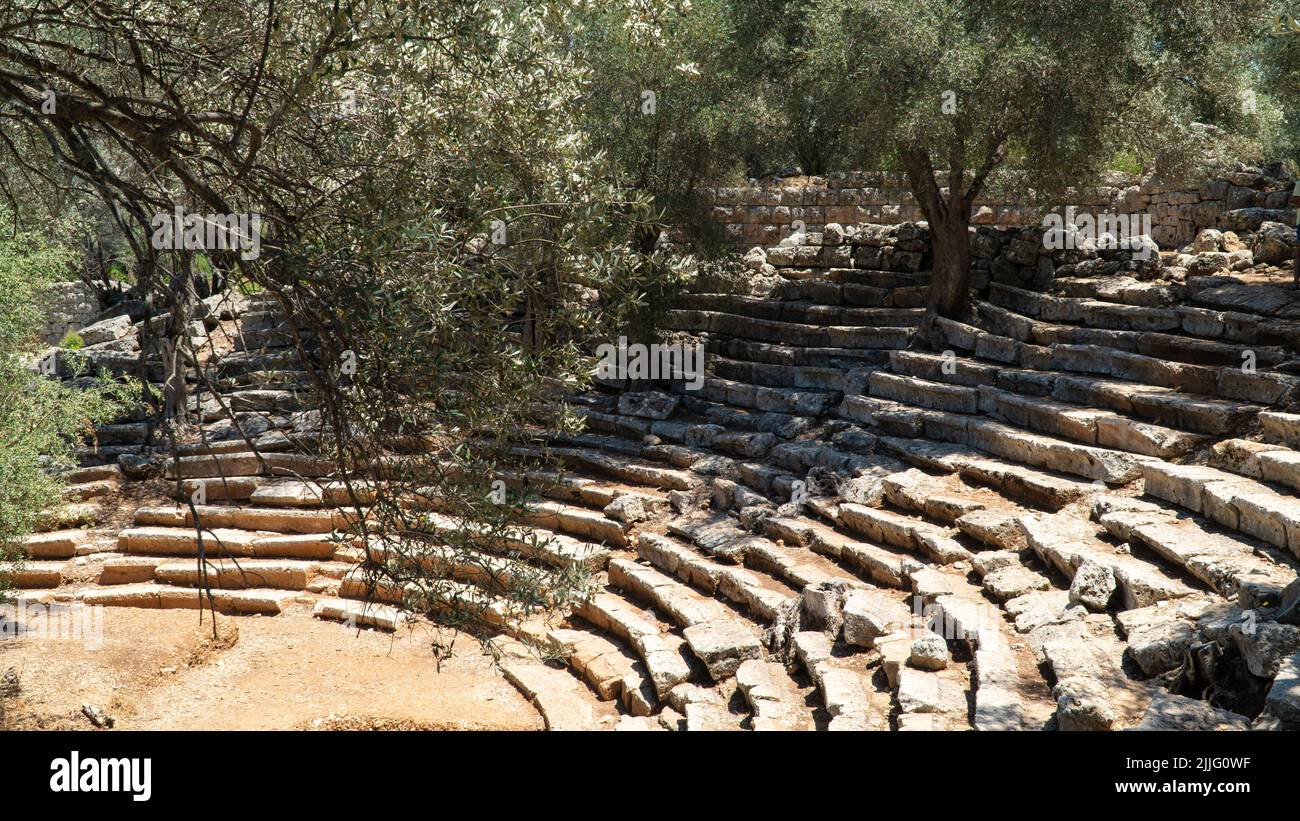 Ancient city of Kedrai in Sedir island, Turkey. Ancient ruins in Sedir ...