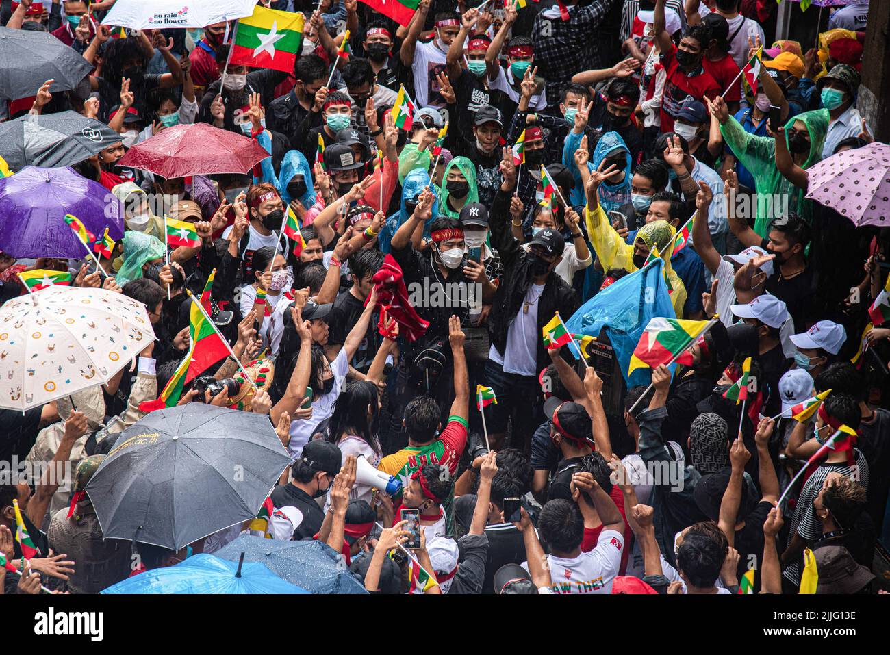 Bangkok, Thailand. 26th July, 2022. Burmese people seen making three ...