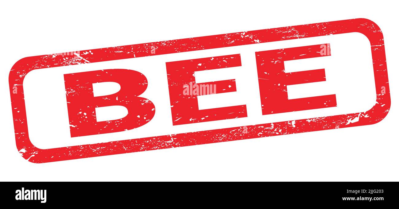 BEE text written on red rectangle stamp sign Stock Photo - Alamy