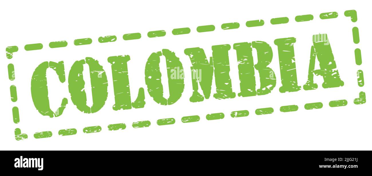 COLOMBIA text written on green dash stamp sign Stock Photo - Alamy