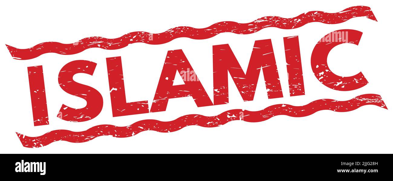 ISLAMIC text written on red lines stamp sign Stock Photo - Alamy